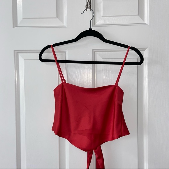 Aritzia | Tops | Aritzia Red Silky Crop Top | Poshmark
